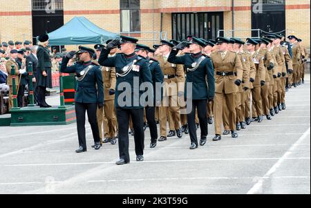 Soldiers, Officers, and Bandsmen on parade, as The Duchess of Cornwall ...