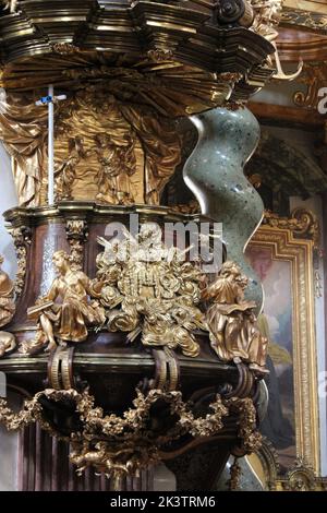 pulpit in a baroque church (jesuitenkirche) in vienna (austria Stock ...