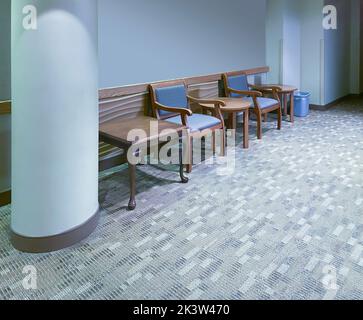 Public building waiting area. Health care center. Nobody. Horizontal ...