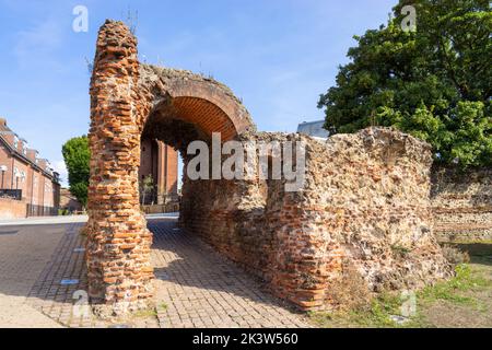 Colchester Roman wall ruins of a four arch roman gate the Balkerne Gate ...