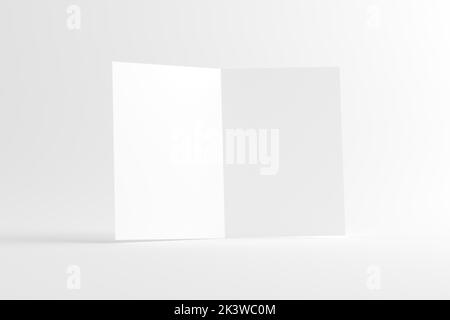 A4 A5 Folded Invitation Card With Envelope 3D Rendering White Blank ...