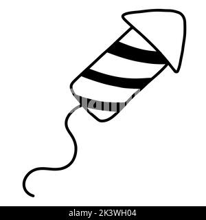 Hand drawn doodle firecracker, petard. Cartoon element, vector sketch ...