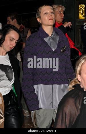 Emma D Arcy arriving at the Acne Studios show during Paris Fashion Week ...