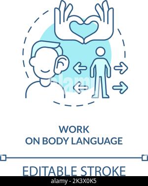 Work on body language blue gradient concept icon Stock Vector Image ...