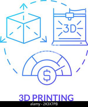 Three dimensional printing blue gradient concept icon Stock Vector ...