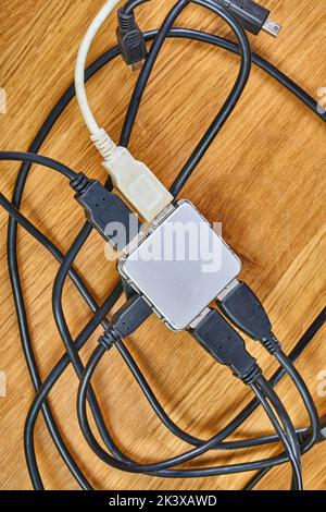 usb-c hub connected to port in a laptop isolated on white background ...