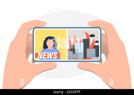 Breaking live stream news in abstract style on dark abstract background ...