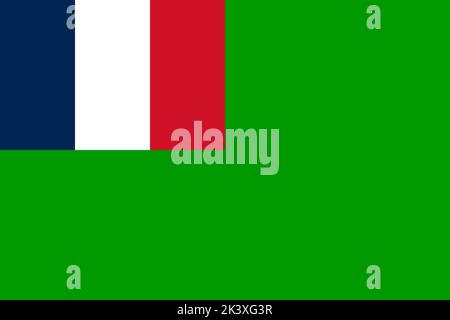 flag of Republic of Independent Guyana 1886 1887, America at cloudy sky ...