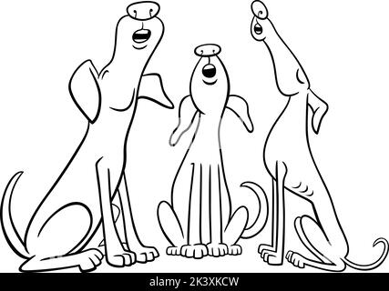 cartoon illustration of howling or barking dogs animal characters group ...