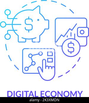 Digital technology tendency blue gradient onboarding mobile app screen ...