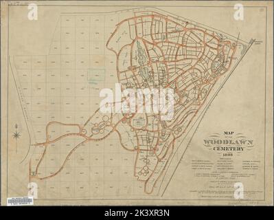 Map of the Woodlawn Cemetery Cartographic. Maps. 1870. Lionel Pincus ...