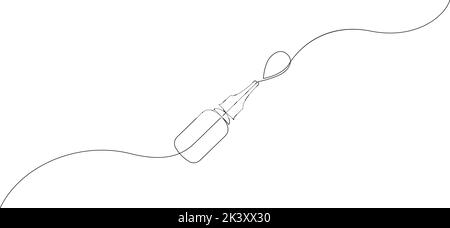 Ear drops continuous one line drawing. Earwax removing. Ear ...