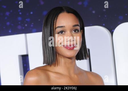 Laura Harrier attends the 'Entergalactic' Netflix series premiere held ...