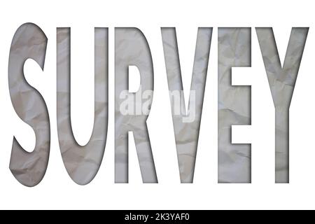 Survey text with Torn, Crumpled White Paper on colored background Stock ...