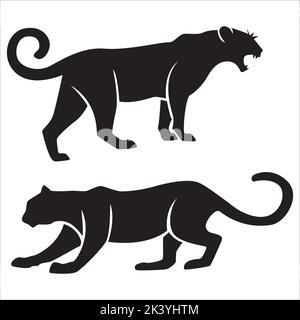 Vector Set Of Tigers Silhouettes Illustration Isolated On White ...