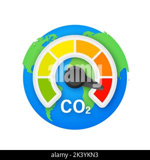 Illustration with co2 indicator. Ecology design on white background ...