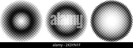Halftone spheres set. Semitone dotted globes. Comic texture circles ...