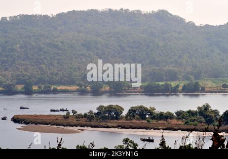 View of a River Savitri at Goregaon district Ratnagiri state ...