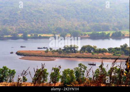 View of a River Savitri at Goregaon district Ratnagiri state ...