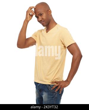 Studio shot of young happy bald muscular man doctor smiling Stock Photo ...