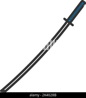 Japanese Sword Icon. Editable Bold Outline With Color Fill Design ...