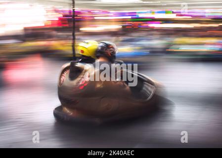 Abstract photo of bumper cars at amusement park of izmir fun fair Stock ...