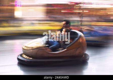Abstract photo of bumper cars at amusement park of izmir fun fair Stock ...