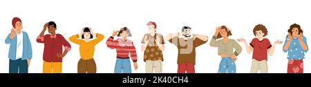 Annoyed woman facepalm gesture isolated illustration. Disappointed ...