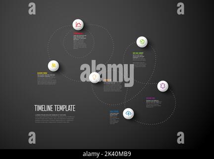 Vector Infographic dotted time line report template with icons and ...
