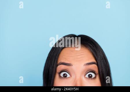 Photo of adorable nice cute impressed girl with bob hairdo dressed red ...