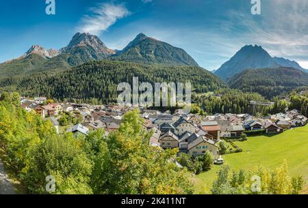 The lower city *** Local Caption *** Scuol, , Switzerland, city ...