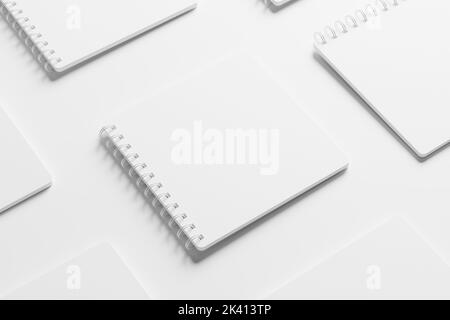 Square Spiral Notebook 3D Rendering White Blank Mockup Stock Photo - Alamy