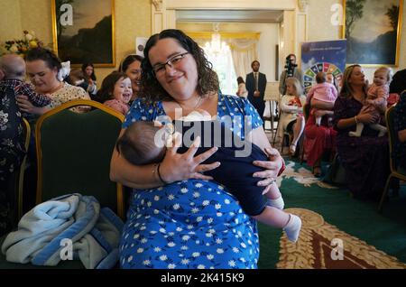 Sonya Quinn feeds her five month old son Andrew Whyte, from Mullingar ...