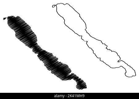 Maun island (Republic of Croatia, Adriatic Sea) map vector illustration ...