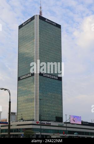 Samsung building in Warsaw. Skyscraper Marriott in the center of the ...