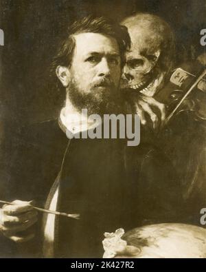 Arnold Bocklin, Self-portrait with Death as a Fiddler 1872 Oil on ...