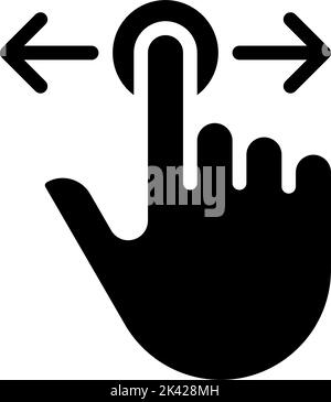 Horizontal scroll glyph icon, finger and gesture, hand sign, vector ...