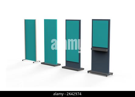 Blank white pylon mockup, side view, isolated. Clear poster template ...