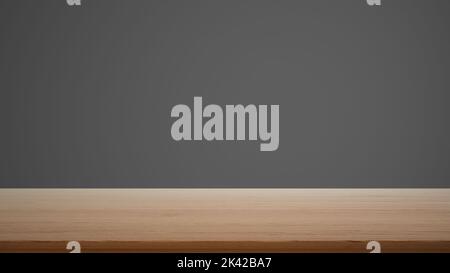Empty interior design concept, wooden table, desk or shelf close up in ...