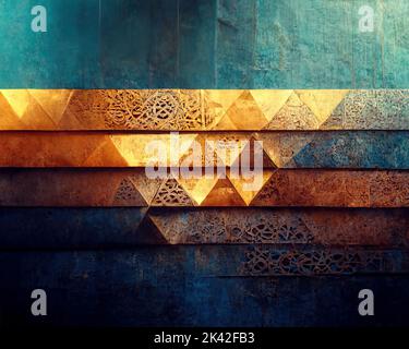 vertical pieces of colors with mosaics and horizontal stripes of varied ...