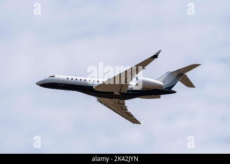 Bombardier Global 6000 corporate jet plane SE-RMT of SAAB AB taking off ...