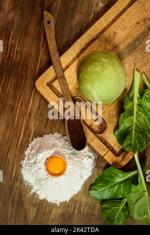 Italian cuisine, pasta ingredients on table Stock Photo - Alamy