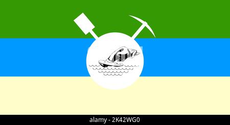 flag of Bantu peoples Bafokeng people at cloudy sky background ...