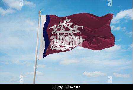 flag of Austronesian peoples Suluk at cloudy sky background, panoramic ...