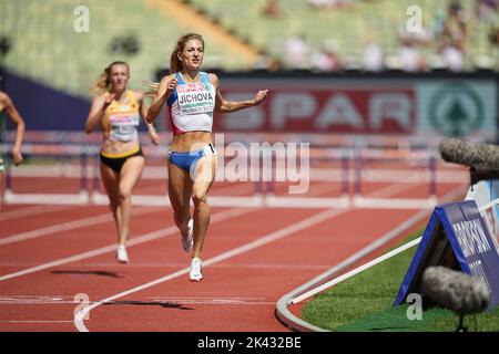 Nikoleta Jíchová participating in the 400 meters hurdles of the ...