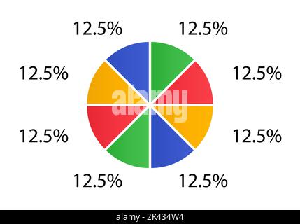 8 eight percent vector circle chart, percentage diagram graph for web ...