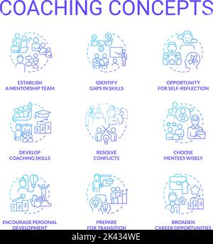 Coaching and mentorship line icons collection. Vibrant, Dynamic ...