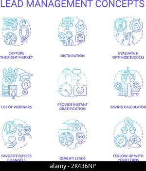 CRM blue gradient concept icons Stock Vector Image & Art - Alamy