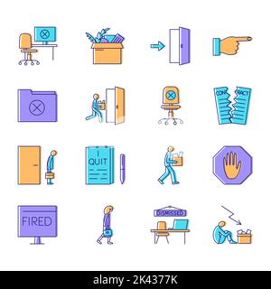 Resignation letter icon set in flat and line style. Document with I ...