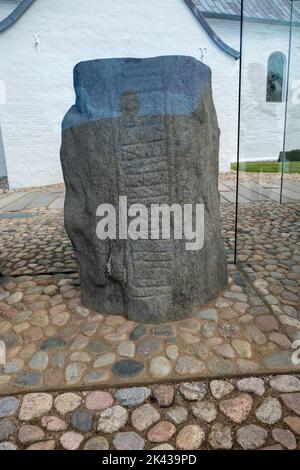 famous rune stone at World Heritage Site Jelling, Denmark Stock Photo ...
